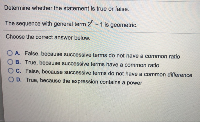 Solved Determine whether the statement is true or false. The | Chegg.com