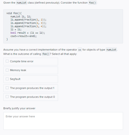 Solved Consider the definition of the class numList used in | Chegg.com