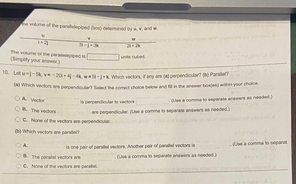 Solved the volume of the parallelepiped (box) determined by | Chegg.com