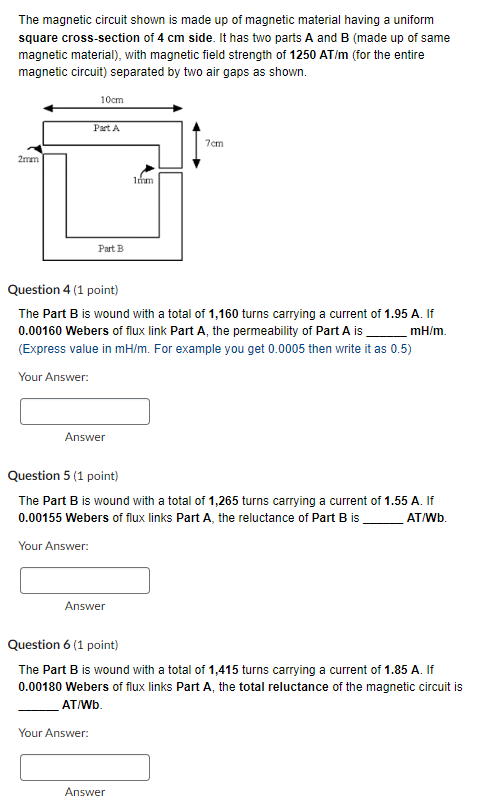 Solved The magnetic circuit shown is made up of magnetic | Chegg.com