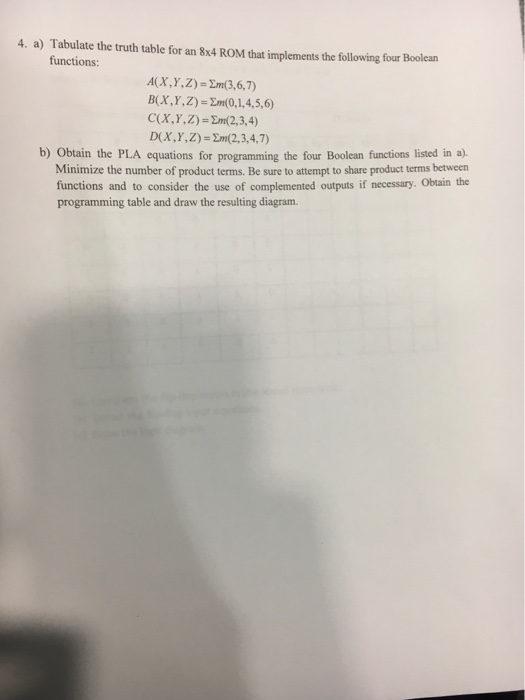 Solved 4. a) Tabulate the truth table for an 8x4 ROM that | Chegg.com