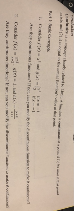 Solved uction Continuity is a concept closely related to | Chegg.com