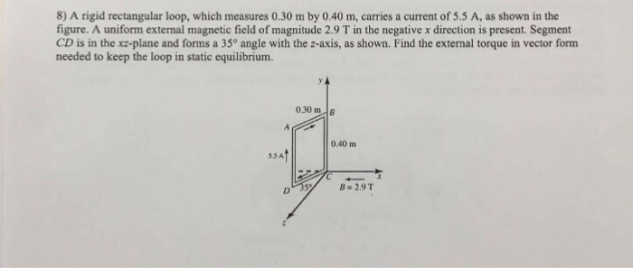 Solved A rigid rectangular loop, which measures 0.30 m by | Chegg.com