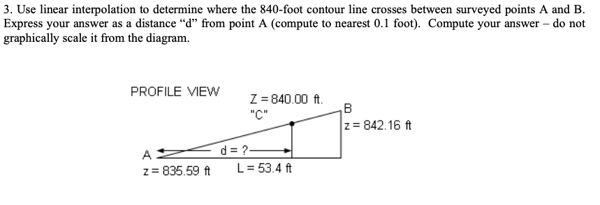 Solved 3. Use linear interpolation to determine where the | Chegg.com