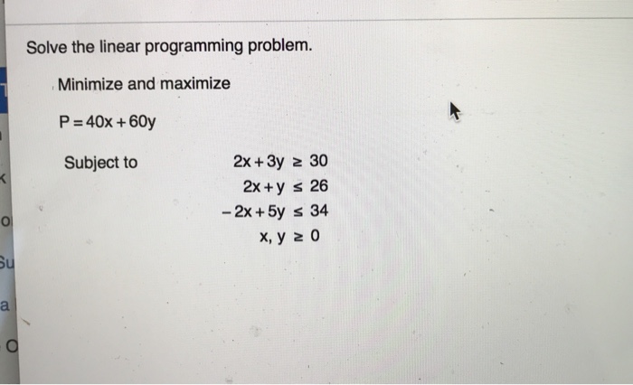 Solved Solve the linear programming problem Minimize and | Chegg.com