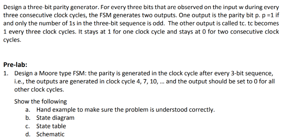 Design a three-bit parity generator. For every three | Chegg.com