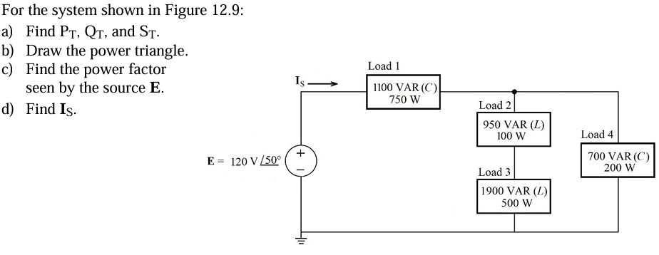 Solved For the system shown in Figure 12.9:a) ﻿Find PT,QT, | Chegg.com