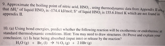 Solved 9. Approximate the boiling point of nitric acid, HNO, | Chegg.com