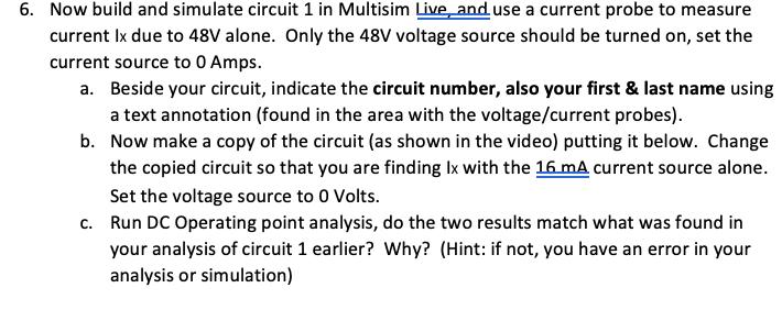 Solved 6. Now build and simulate circuit 1 in Multisim Live, | Chegg.com