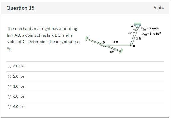 Solved The mechanism at right has a rotating link AB, a | Chegg.com