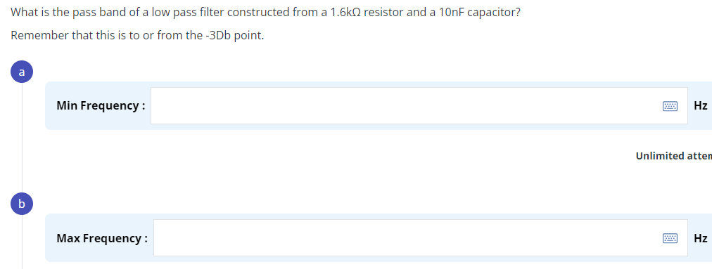 Solved What is the pass band of a low pass filter | Chegg.com