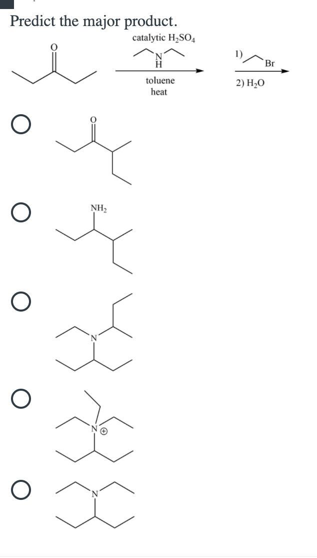 Solved Predict the major product. catalytic H2SO4 Br toluene | Chegg.com
