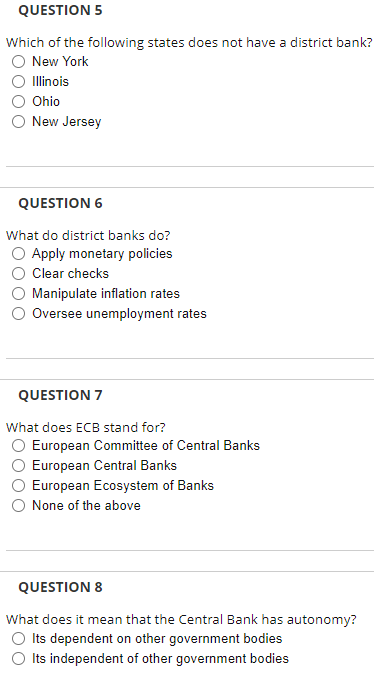 Solved QUESTION 1 What is the central bank? A bank that | Chegg.com