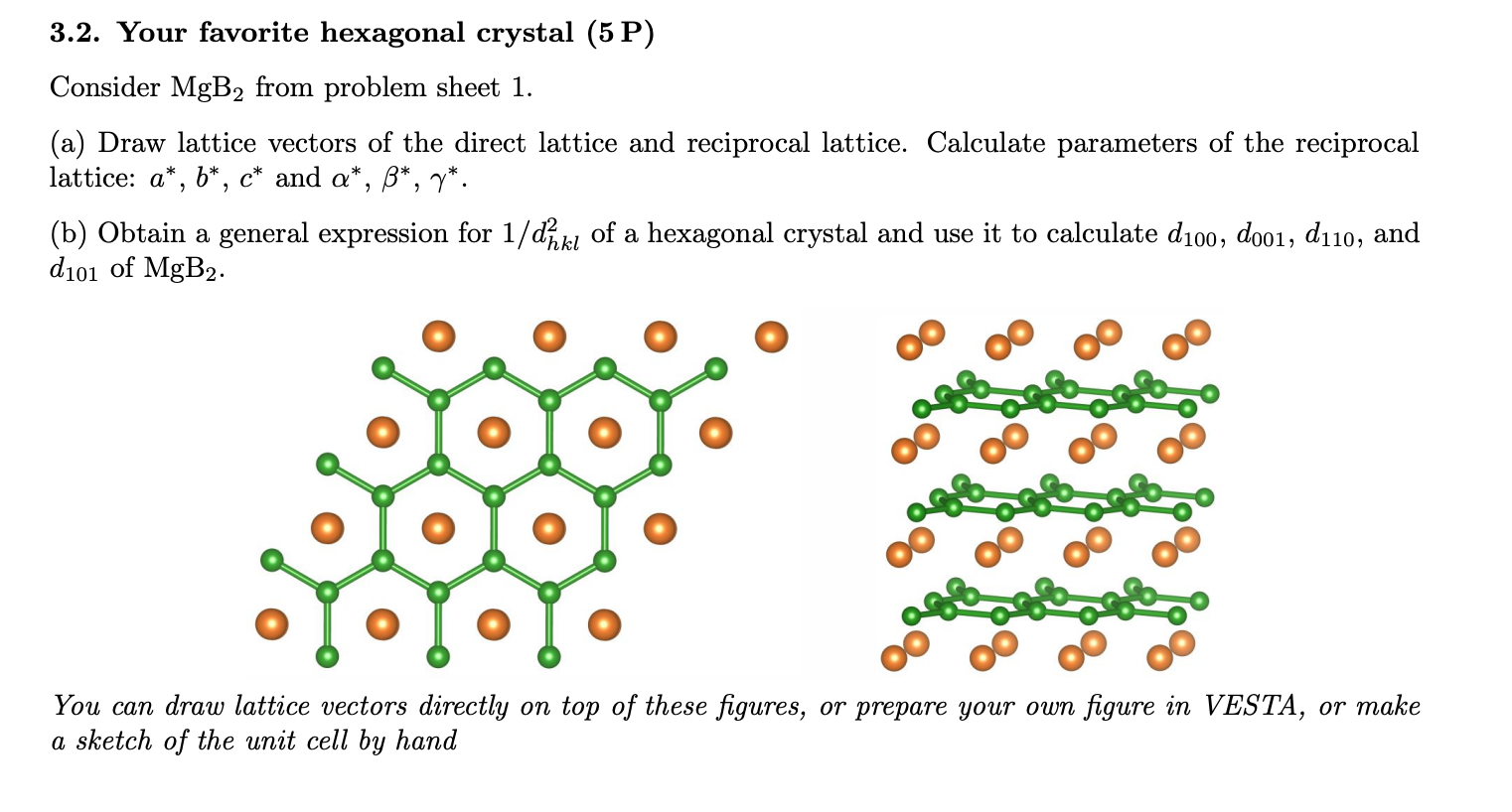 Solved 3.2. Your favorite hexagonal crystal (5 P) Consider | Chegg.com