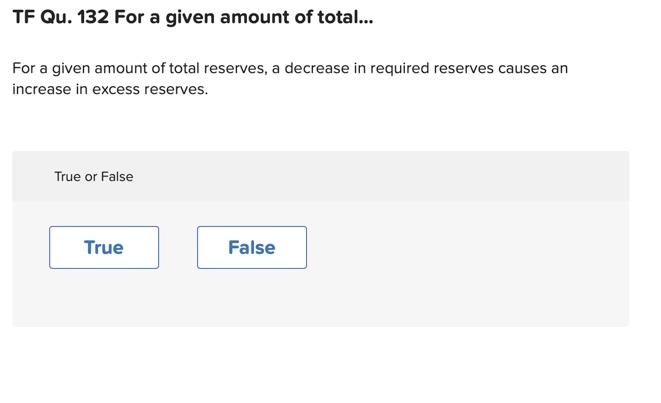 Solved For a given amount of total reserves, a decrease in | Chegg.com
