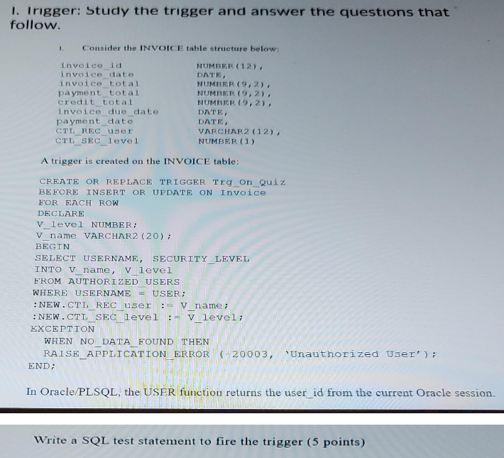 Solved Irigger: Study the trigger and answer the questions | Chegg.com