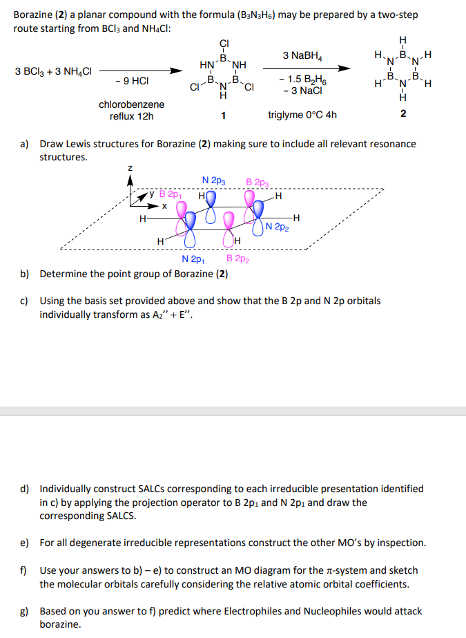 Borazine (2) a planar compound with the formula | Chegg.com
