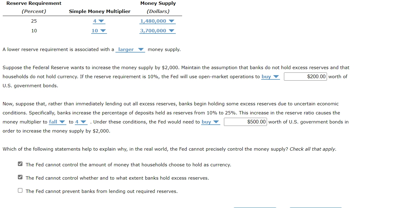 Solved A lower reserve requirement is associated with a | Chegg.com