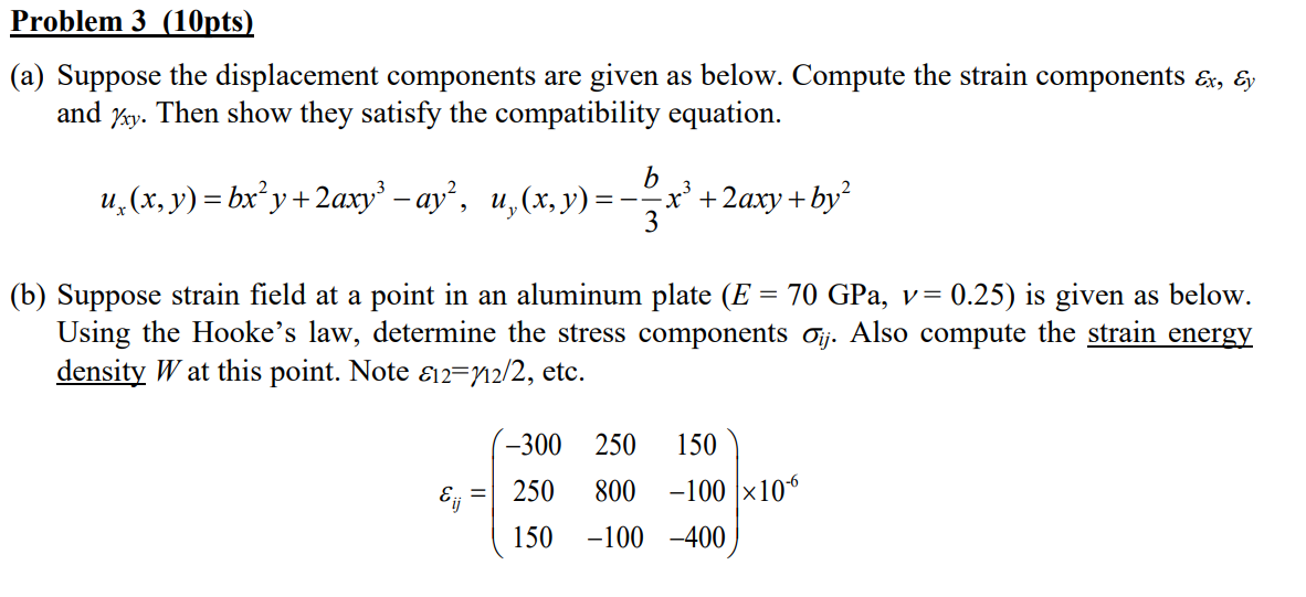 Solved Problem 3 (10pts) (a) Suppose the displacement | Chegg.com