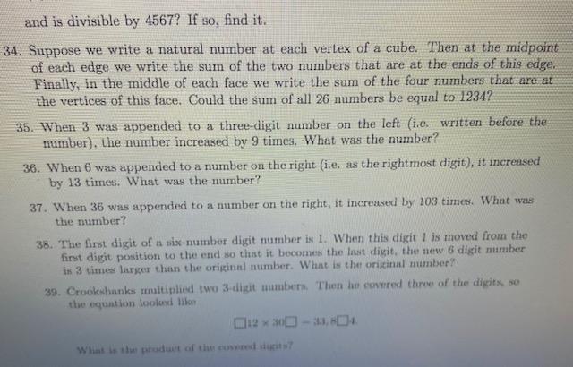 Solved When 6 was appended to a number on the right (i.e. as | Chegg.com