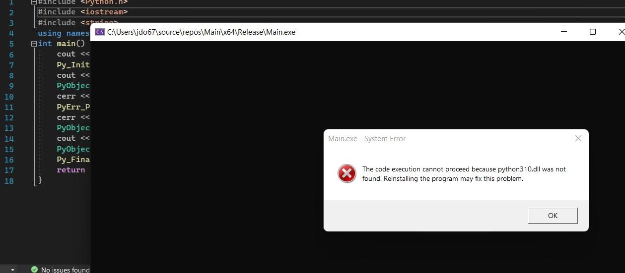 Solved I am trying to intergrate C++ and Python in Visual | Chegg.com