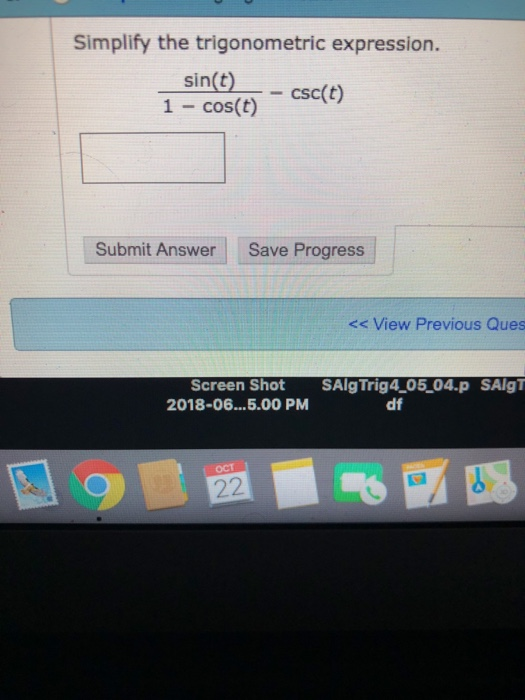 Solved Simplify the trigonometric expression. | Chegg.com