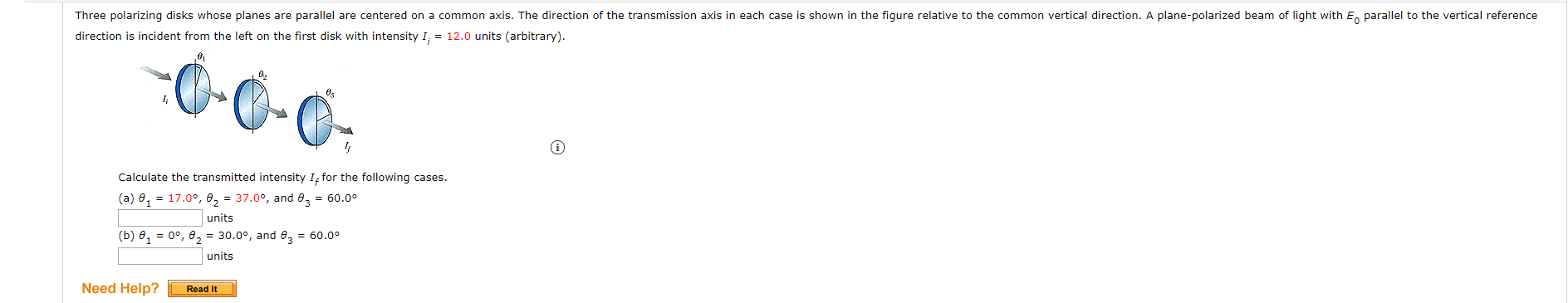 Solved Three polarizing disks whose planes are parallel are | Chegg.com