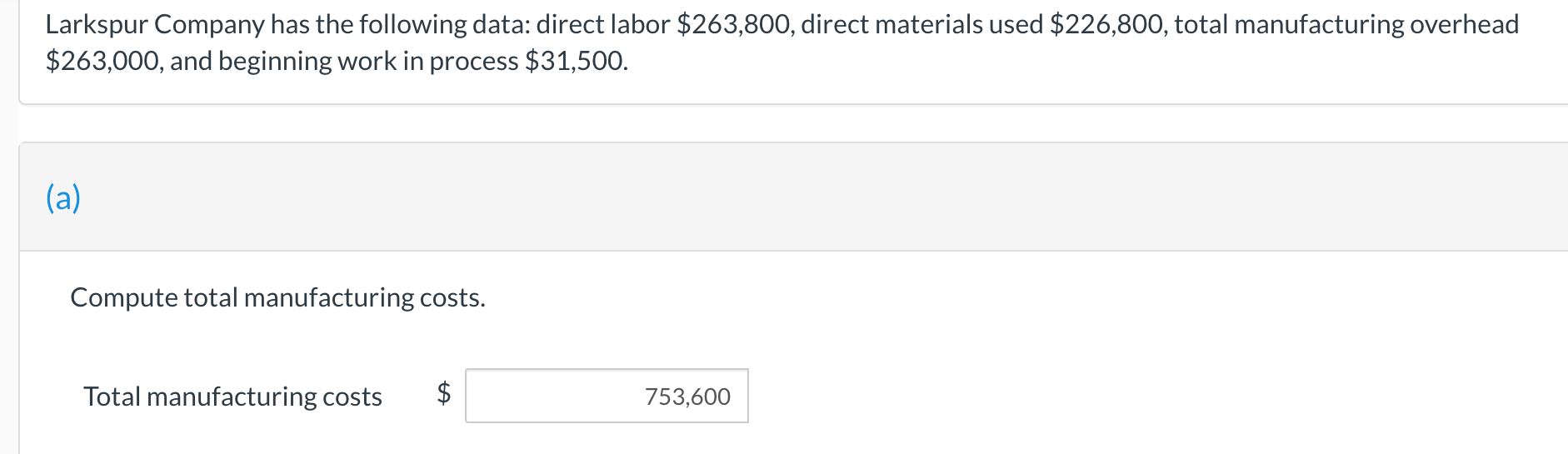 Solved (b) Compute total cost of work in process. Total cost | Chegg.com