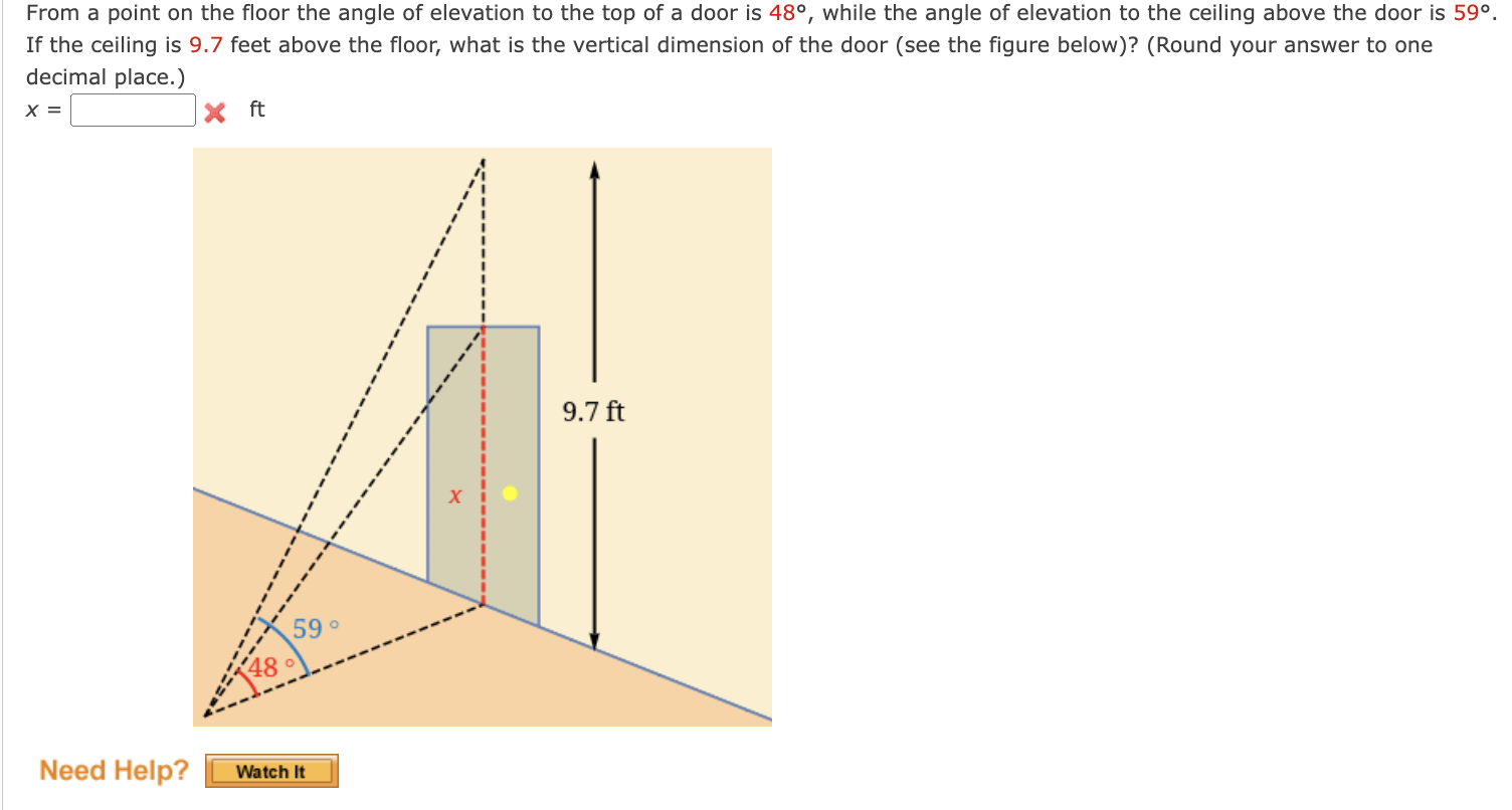 Solved From a point on the floor the angle of elevation to | Chegg.com