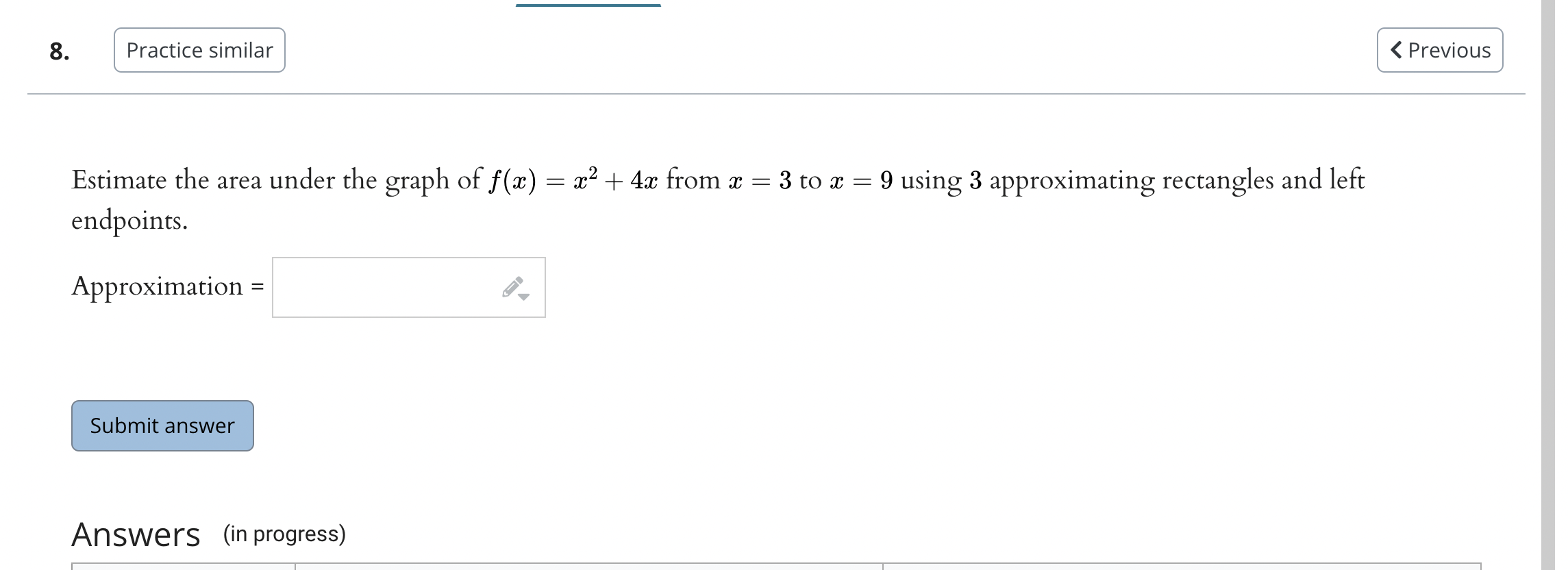 Solved Estimate the area under the graph of f(x)=x2+4x from | Chegg.com