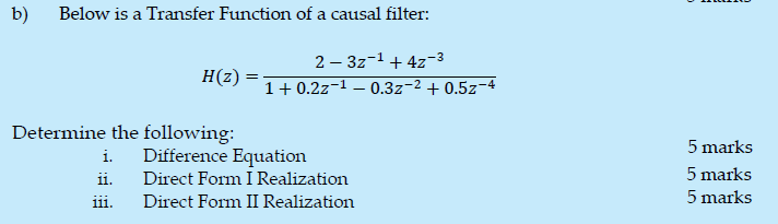 Solved b) Below is a Transfer Function of a causal filter: | Chegg.com