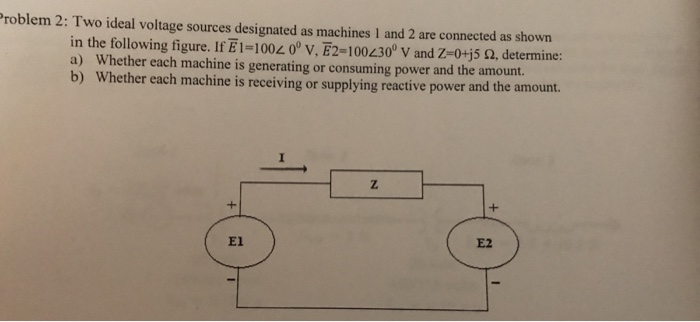 Solved Two ideal voltage sources designated as machines 1 | Chegg.com