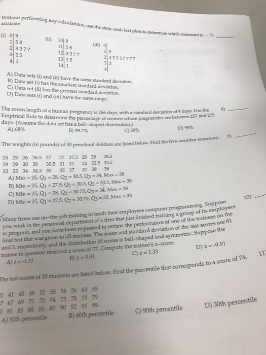 Solved Without performing any calculations, use the stem and | Chegg.com