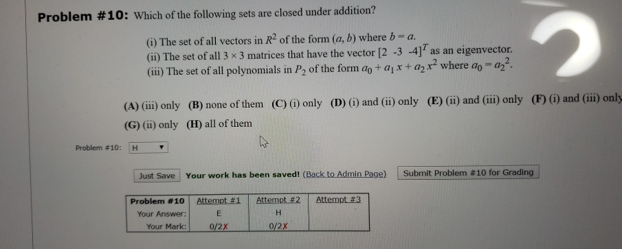 Solved Problem #10: Which of the following sets are closed | Chegg.com