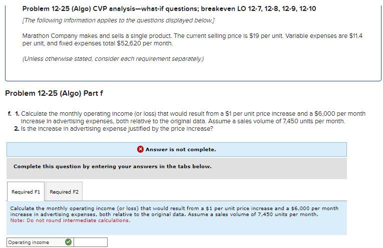 Solved Problem 12-25 (Algo) CVP analysis-what-if questions; | Chegg.com