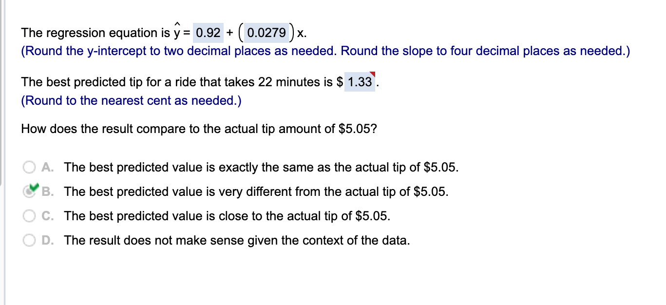 Solved Use the time/tip data from the table below, which | Chegg.com