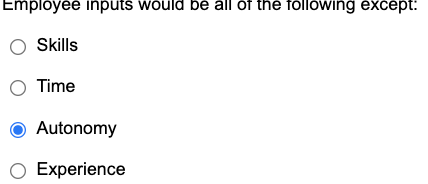 Solved Skills Time Autonomy Experience | Chegg.com