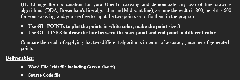 Computer Graphics write c++ code using visual studio | Chegg.com