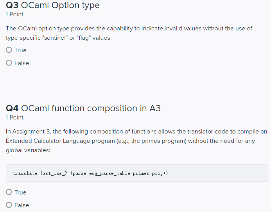 Q3 OCaml Option type 1 Point The OCaml option type | Chegg.com