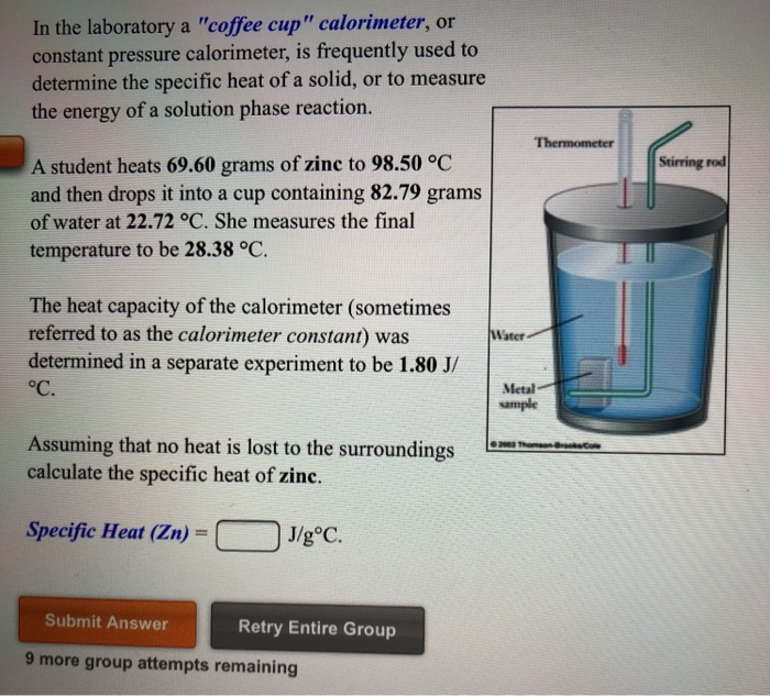 Solved In the laboratory a "coffee cup" calorimeter, or | Chegg.com