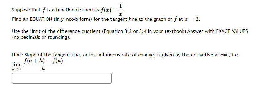 Solved Suppose that f ﻿is a function defined as f(x)=1x.Find | Chegg.com