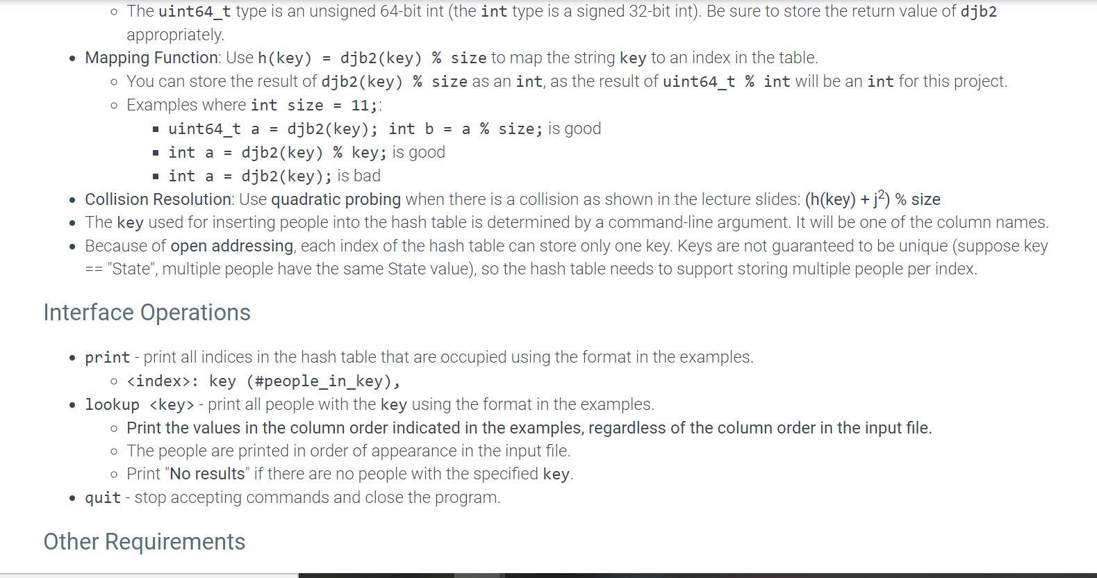 Solved 20.7 P4: Hash Tables and people Overview You will | Chegg.com