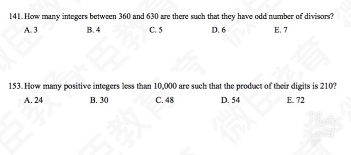 Solved 141. How many integers between 360 and 630 are there | Chegg.com