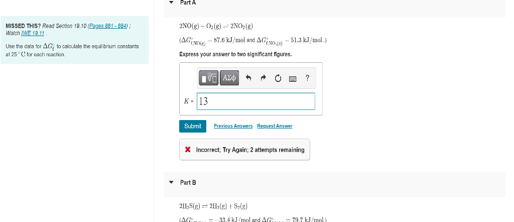 Solved Use The Data For Δg∘f To Calculate The Equilibrium