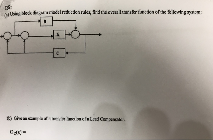 Solved Q5: (o) Using block diagram model reduction | Chegg.com