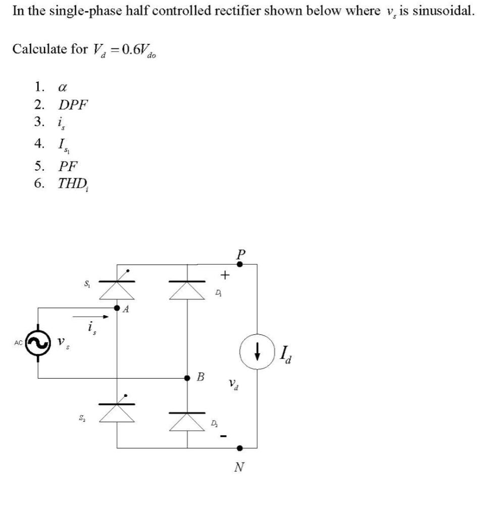 Solved In the single-phase half controlled rectifier shown | Chegg.com