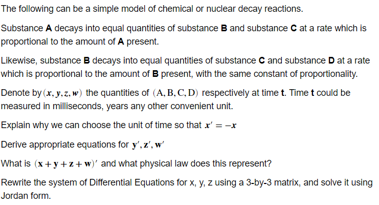 Solved The following can be a simple model of chemical or | Chegg.com