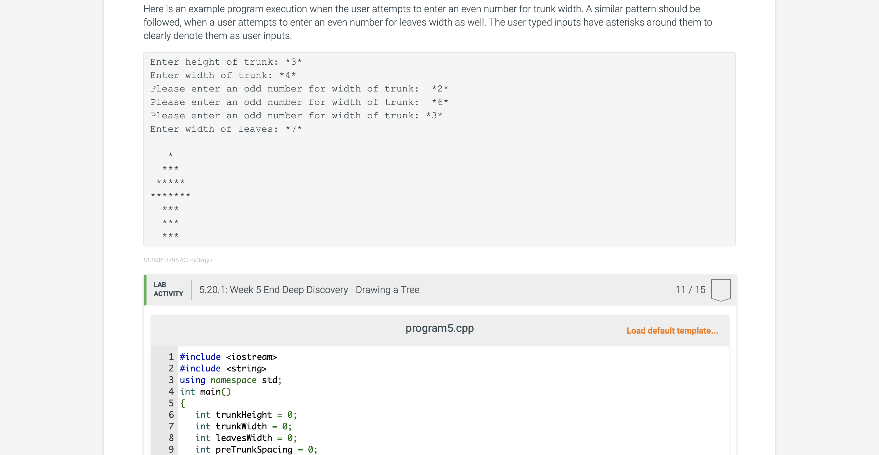 Solved // Output asterisks for the tree top row. for (int | Chegg.com