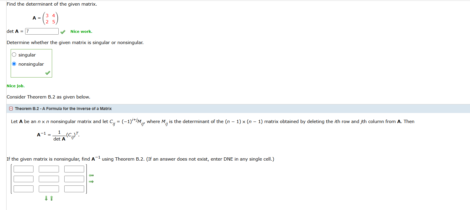Solved Find the determinant of ﻿the given matrix.Determine | Chegg.com