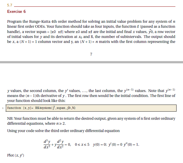 Solved 5.7 Exercise 6 Program the Runge-Kutta 4th order | Chegg.com